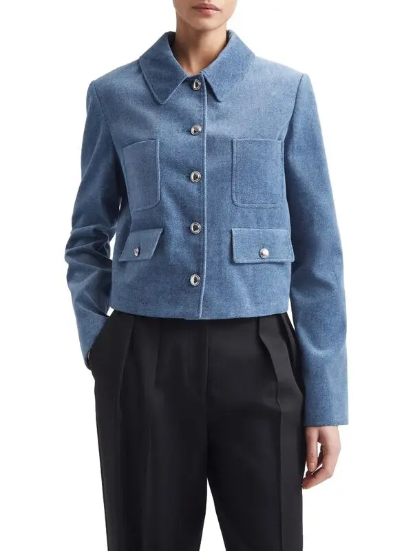 Altuzarra Astley Cropped Denim Jacket - Ash Blue