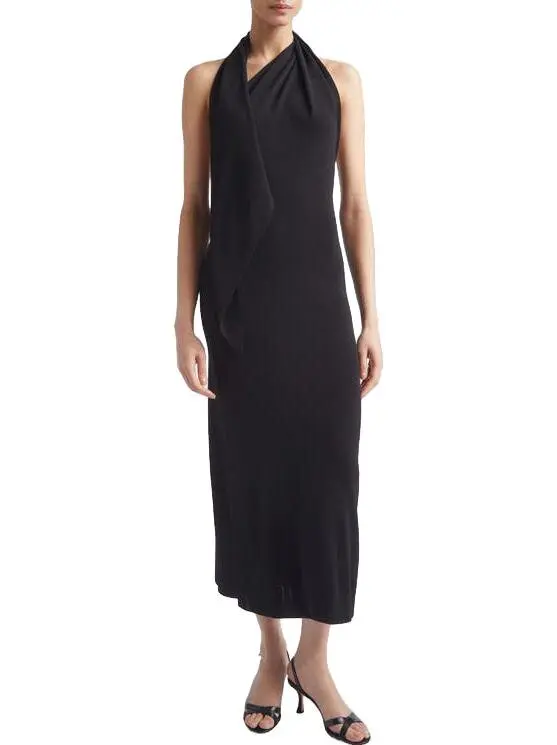Altuzarra Mitchell Scarf Halter Knit Maxi Dress - Black