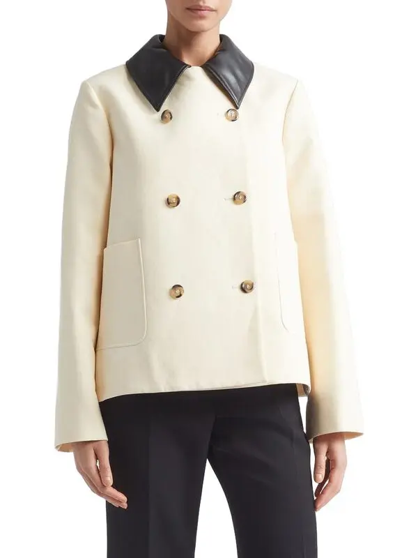 Altuzarra Harburg Double-breasted Jacket With Leather Collar - Opal