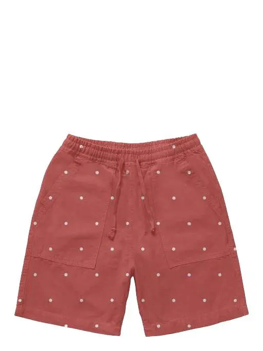SERVICE WORKS Polka Dot Cotton Poplin Drawstring Chef Shorts - Clay