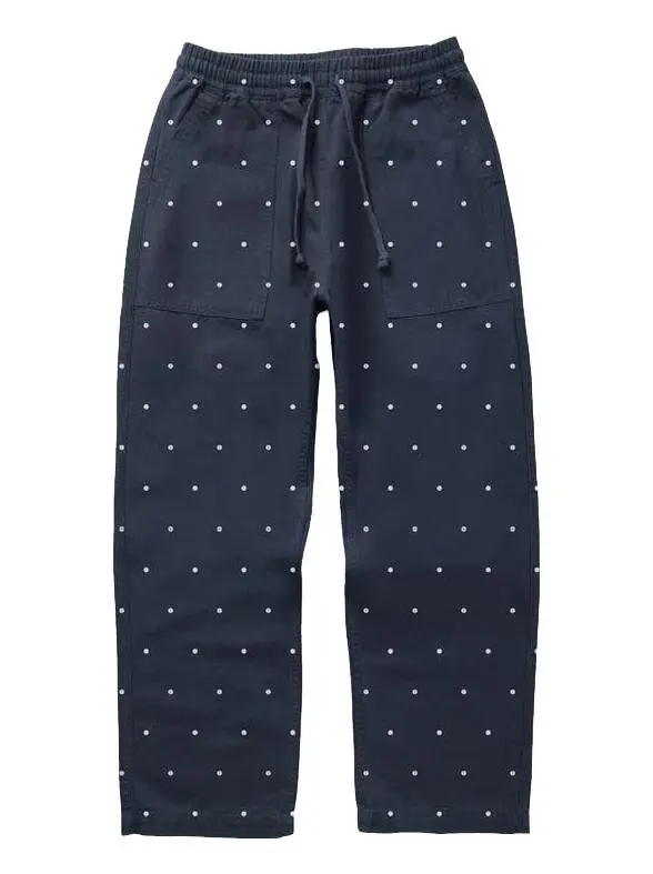 SERVICE WORKS Polka Dot Cotton Canvas Drawstring Chef Pants - Navy