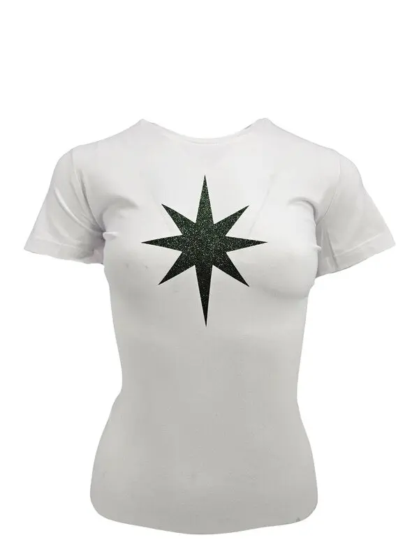 MADISON MAISON Plain Star T-shirt - White-emerald