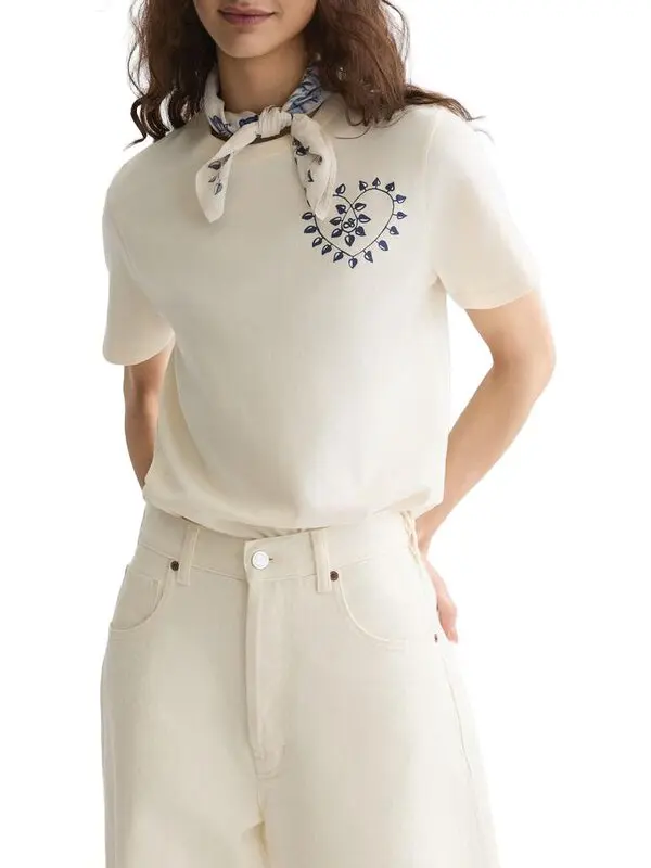 Scotch & Soda Cotton T-shirt With Logo Graphic - Eggnog