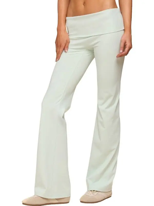 EDIKTED Oriane Foldover Flare Leggings - Mint