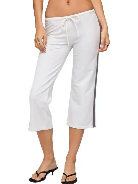 EDIKTED Milene Capri Pants With Side Stripe - White