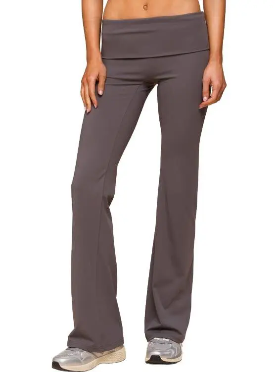 EDIKTED Oriane Foldover Flare Leggings - Gray
