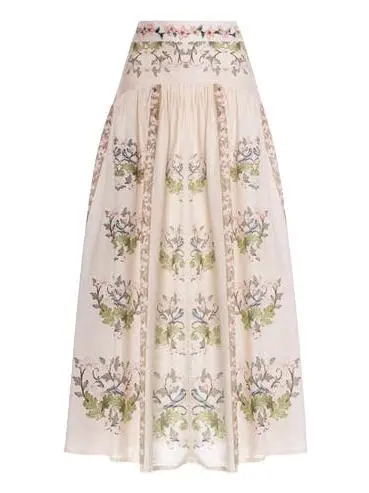Agua Bendita Curuá Anhelo Linen Maxi Skirt - Multicolor