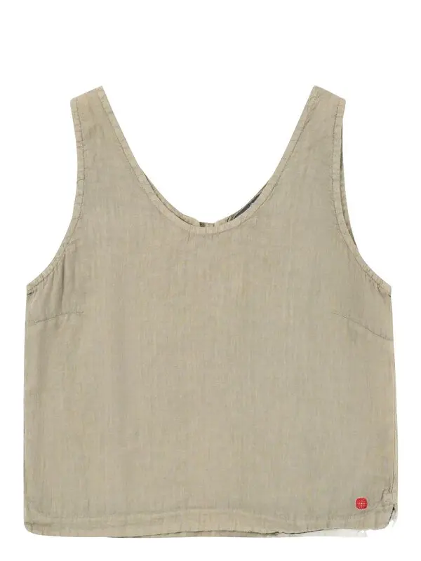 AMUNDSEN Safari Linen Top - Olive Ash