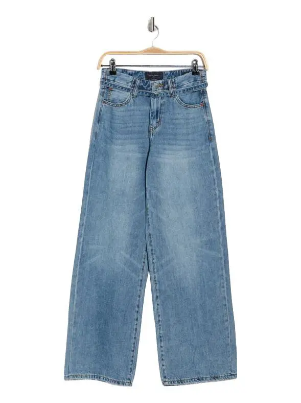 Habitual Brynn Belted High Waist Ankle Wide Leg Jeans - Cove