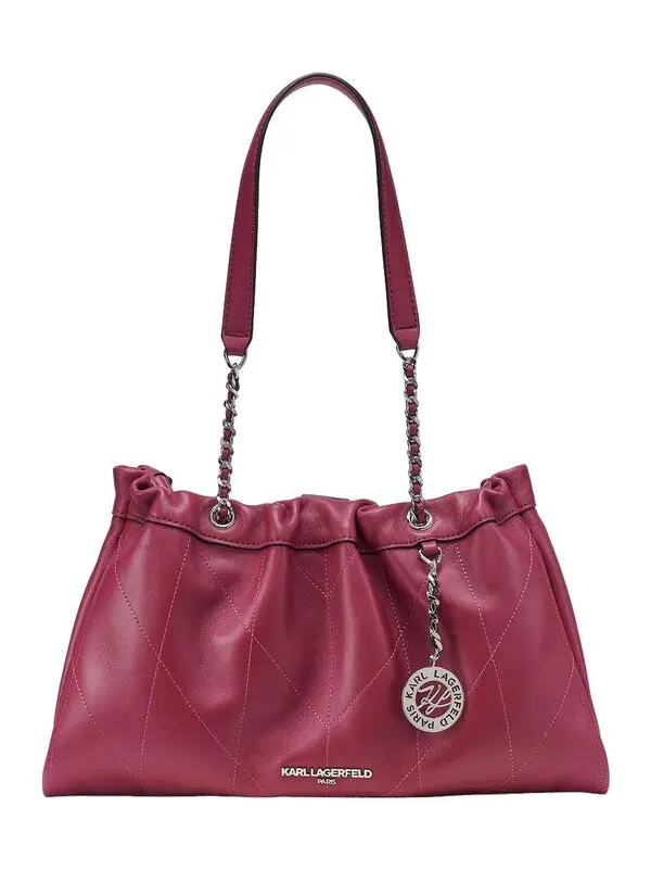 Karl Lagerfeld Paris Amandine Leather Shoulder Bag - Currant