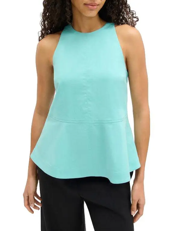 ALIGNE Carlos Stretch Cotton Peplum Top - Blue