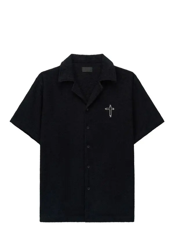 RtA Nathan Oversize Terry Cloth Camp Shirt - Black