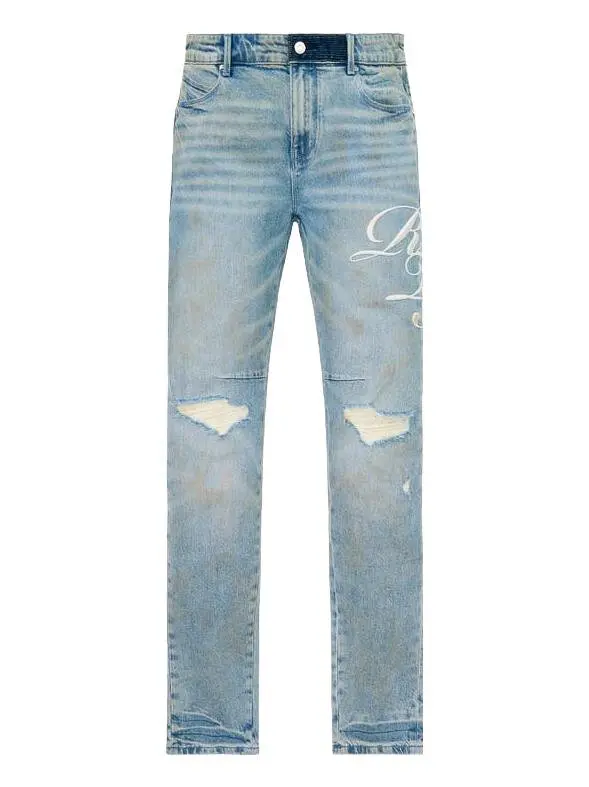 RtA Bryant Skinny Jeans - Ciel Fade Cursive