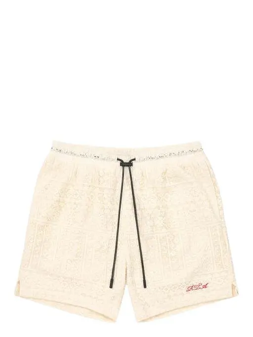 RtA Clyde Pull-on Openwork Shorts - Sand Cursive