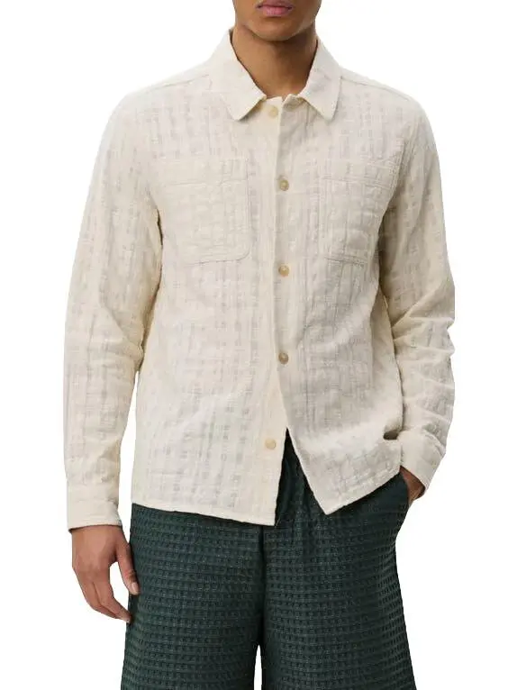 LES DEUX Texture Slub Cotton Overshirt - Ivory