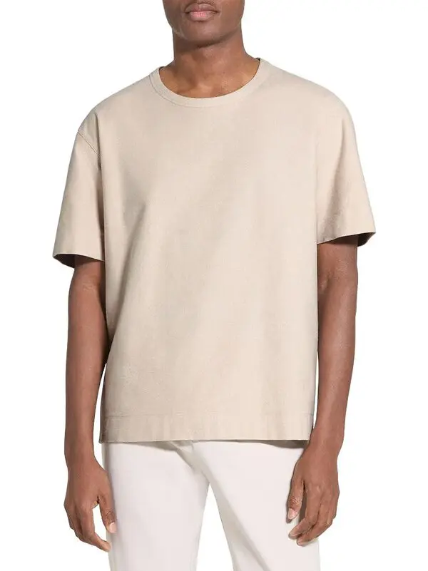 Theory Boxy Terry Cloth T-shirt - Warm Silver Cloud