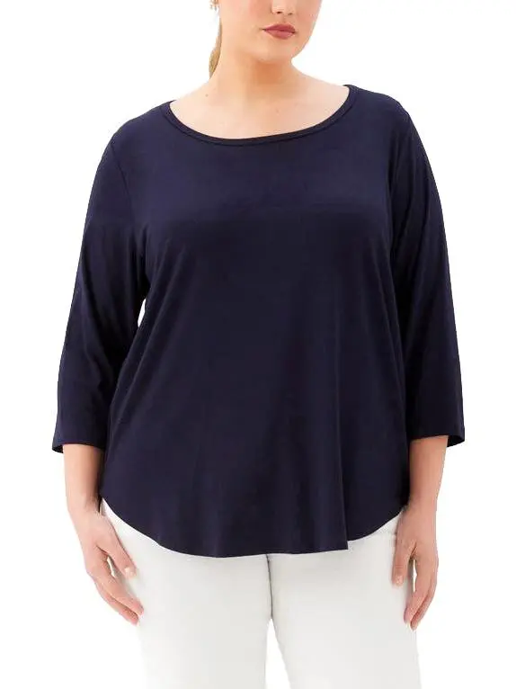 Karen Kane Jersey Shirttail Top - Navy