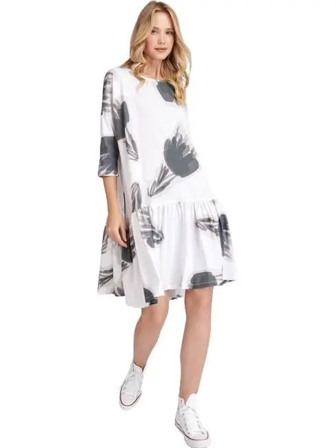Alembika Feather Flounce Mini Dress - Cloud