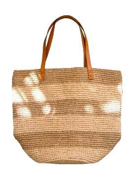 Pink Haley Esther Striped Raffia Tote - White