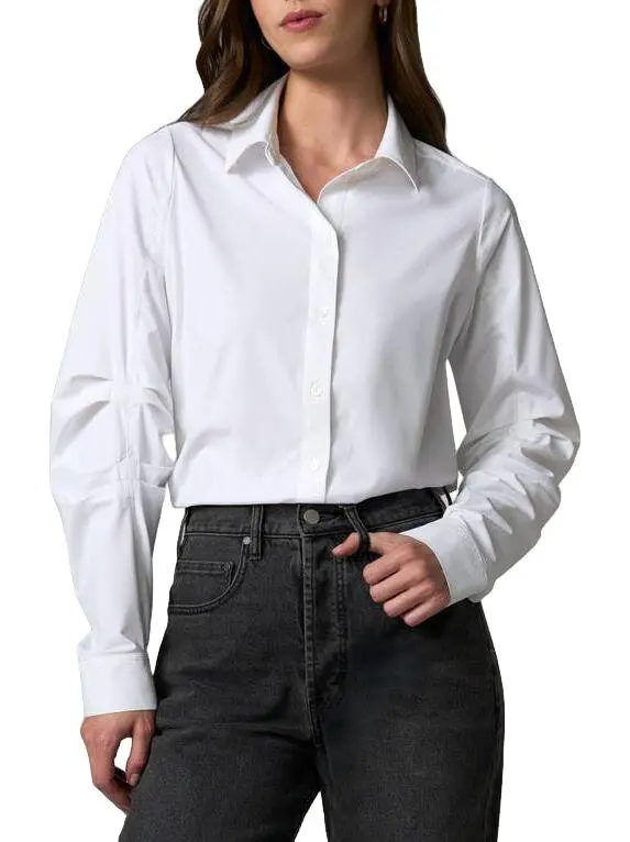 LIVERPOOL Pleated Sleeve Button-up Shirt - White