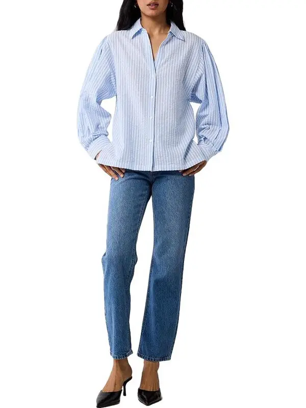 REISTOR Striped Balloon Sleeve Shirt - Cloudline