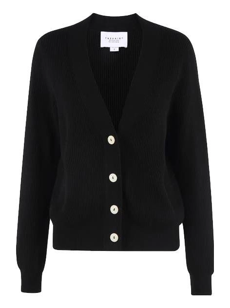 The Shirt By Rochelle Behrens V-neck Cotton Cashmere Cardigan - Black