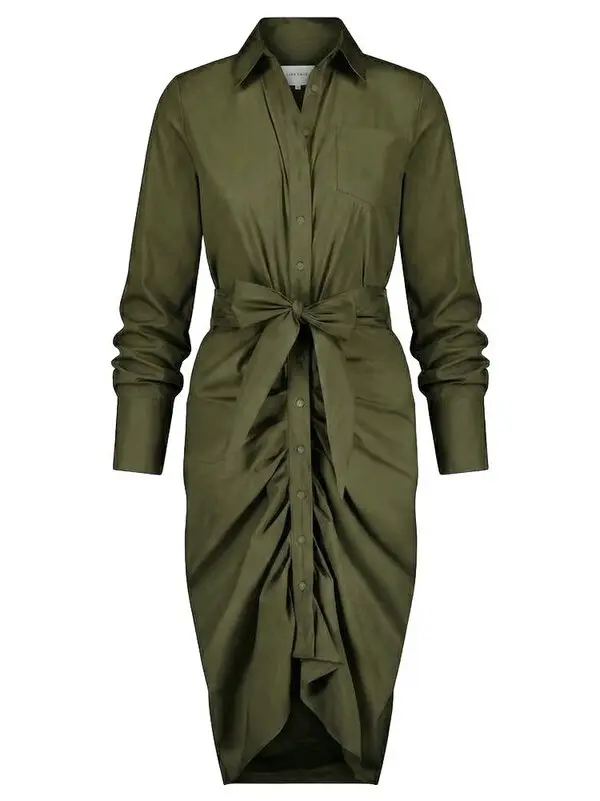 The Shirt By Rochelle Behrens Wrap Front Shirtdress - Olive