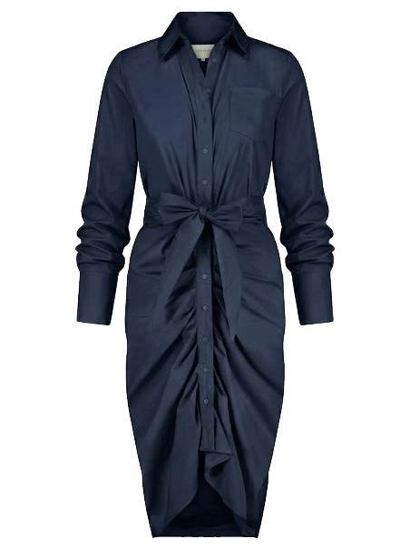 The Shirt By Rochelle Behrens Sleeveless Tie Waist Shirtdress - Navy