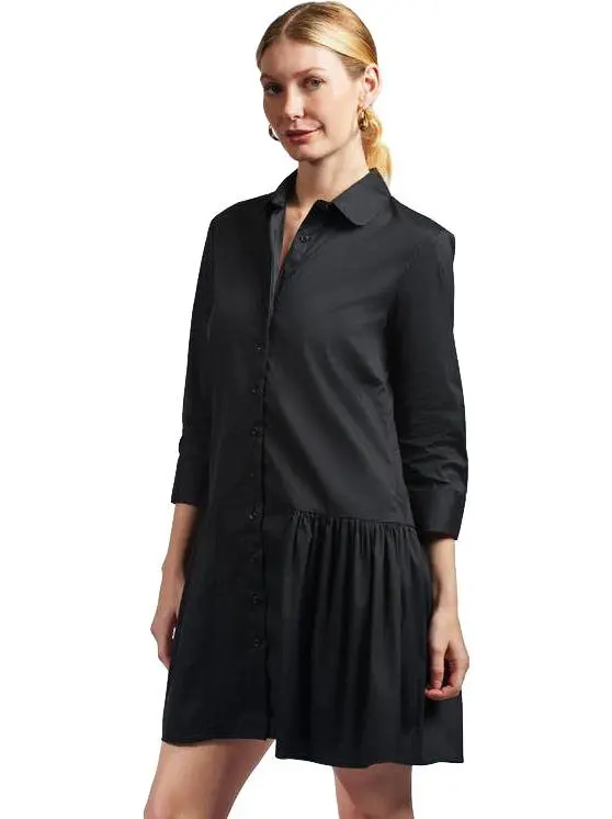 The Shirt By Rochelle Behrens Drop Waist Shirt Dress - Black