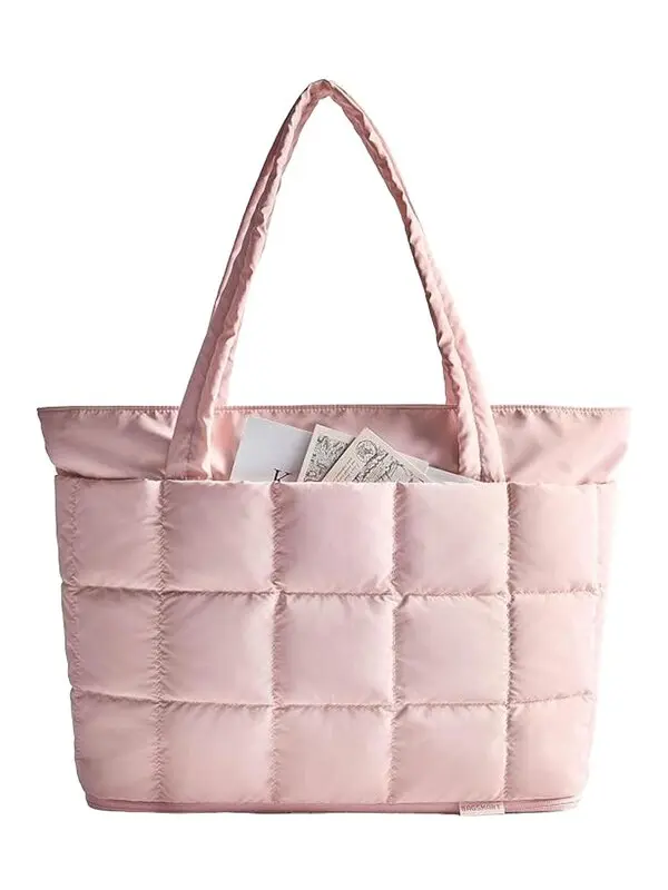 BAGSMART Expandable Puffer Tote Bag - Pink
