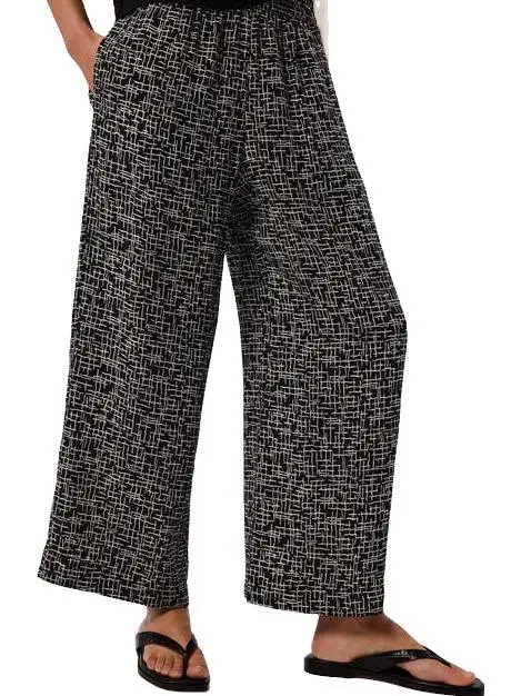 Whistles Woven Grid Crop Trousers - Black/multi