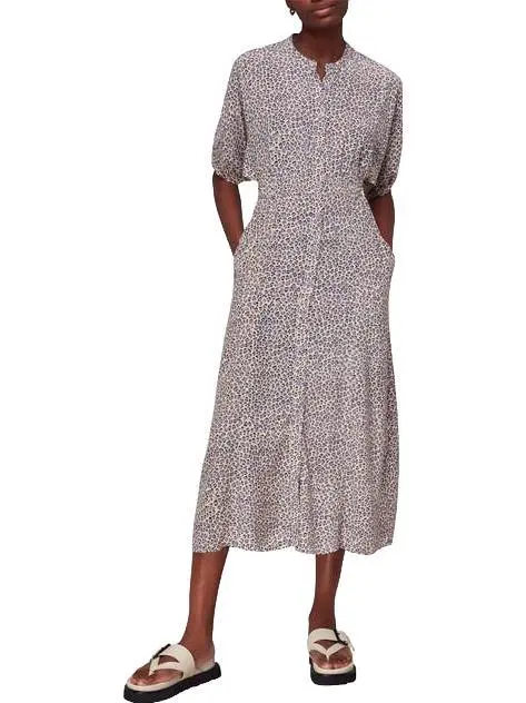 Whistles Dashed Leopard Print Midi Dress - Lilac/multi