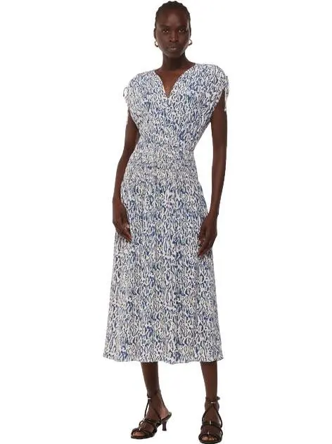 Whistles Flaming Leopard Print Midi Dress - Ivory/multi