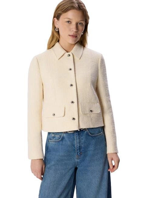 Whistles Cropped Boucle Jacket - Ivory