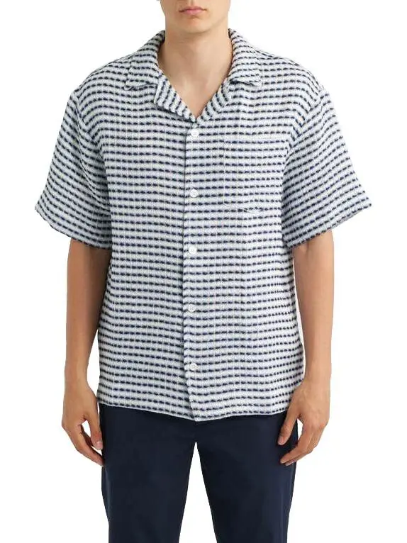 CHE Riita Waffle Linen Camp Shirt - Blue