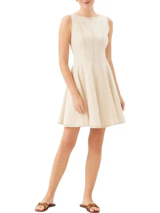 Fifteen Twenty Darla Contrast Stitch Fit & Flare Dress - Natural