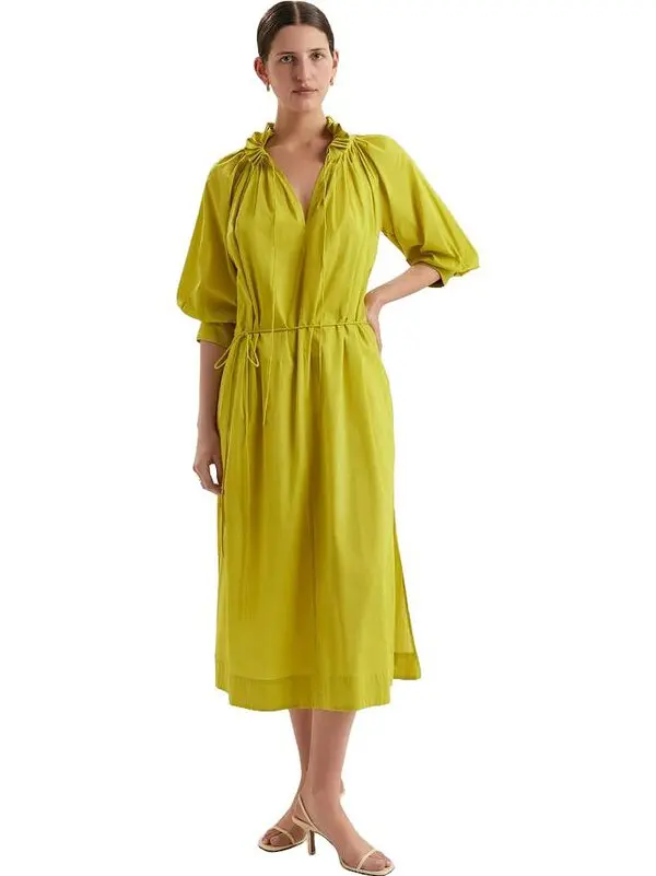 Merlette Shore Dress In Pima Cotton Lawn - Lime