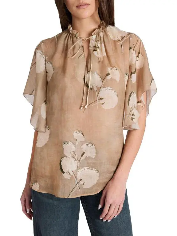 Santorelli Guita Floral Voile Blouse - Chai