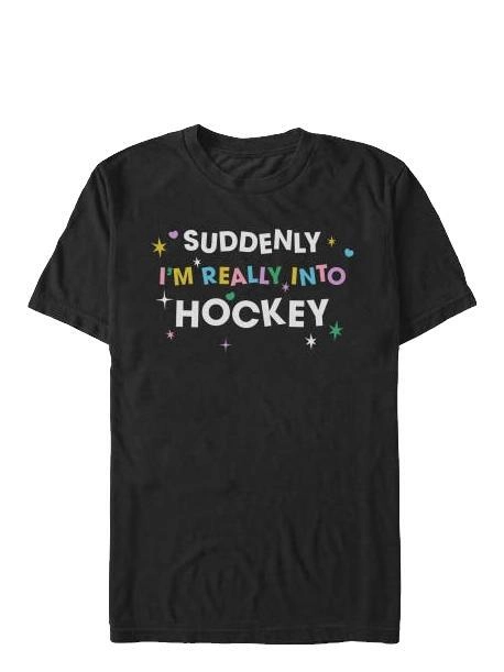 LOST GODS Really Into Hockey Colors Short Sleeve Graphic T-shirt - Black