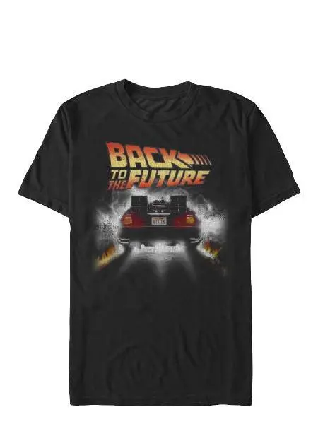 BACK TO THE FUTURE Distressed Back Car Graphic T-shirt - Black