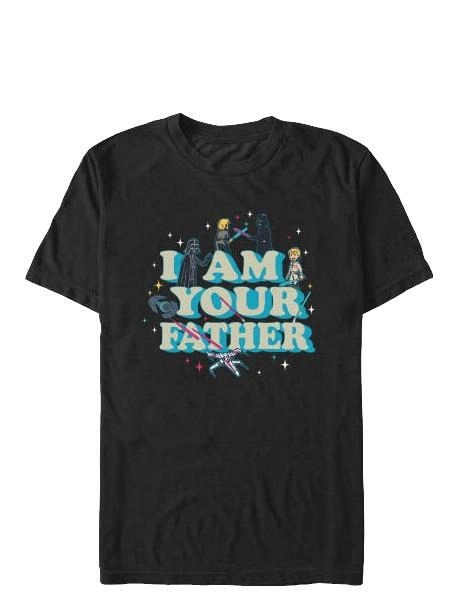 STAR WARS: THE EMPIRE STRIKES BACK Cartoon I Am Your Father Short Sleeve Graphic T-shirt - Black