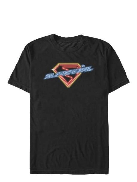 SUPERGIRL Neon Sign Logo Short Sleeve Graphic T-shirt - Black