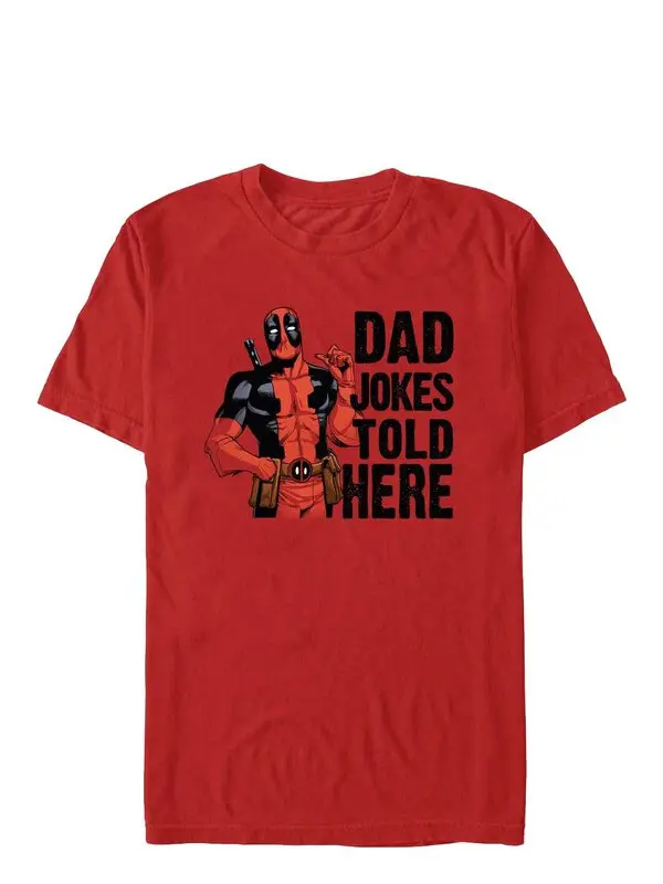 MARVEL Deadpool Dad Jokes Told Here Graphic T-shirt - Red