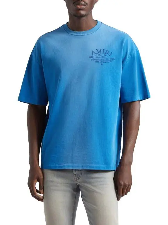 Amiri Arts District Faded Cotton T-shirt - Sapphire