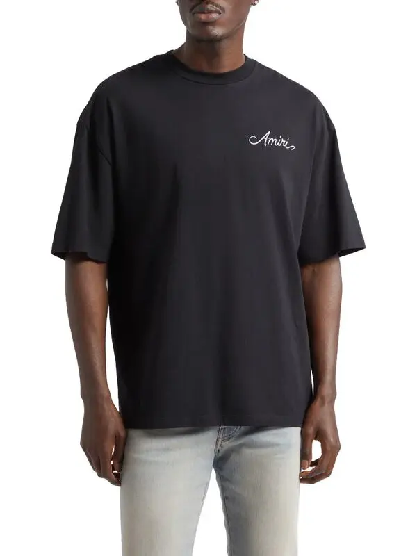 Amiri Oversize Ma Check Patch Appliqué Skate T-shirt - Black