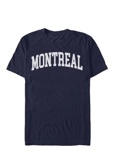 LOST GODS Collegiate Montreal Name Logo Short Sleeve Graphic T-shirt - Navy Blue