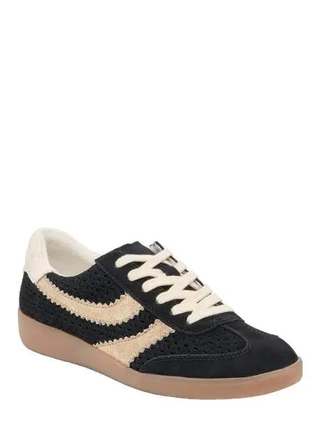 Dolce Vita Merit Perforated Sneakers - Black/gold Leather