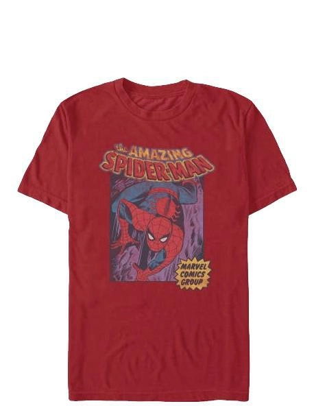 MARVEL: SPIDER-MAN Distressed Amazing Spider Short Sleeve Graphic T-shirt - Cardinal