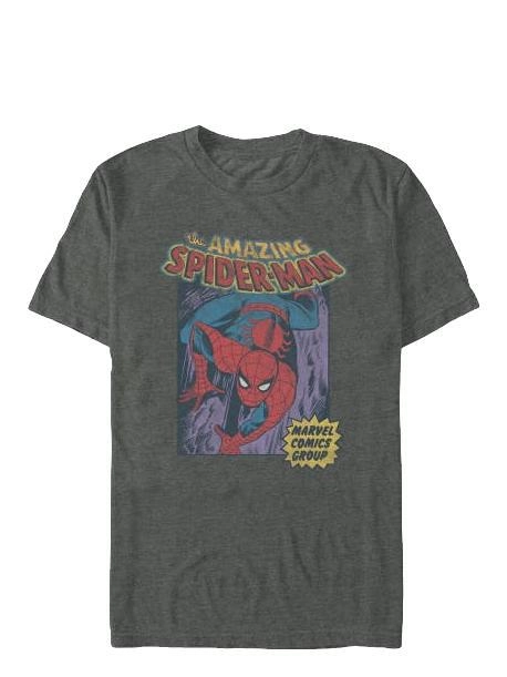 MARVEL: SPIDER-MAN Distressed Amazing Spider Short Sleeve Graphic T-shirt - Dark Heather