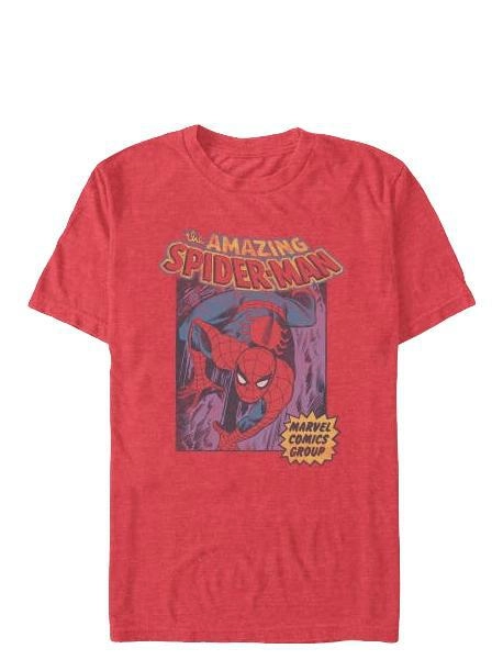 MARVEL: SPIDER-MAN Distressed Amazing Spider Short Sleeve Graphic T-shirt - Red Heather